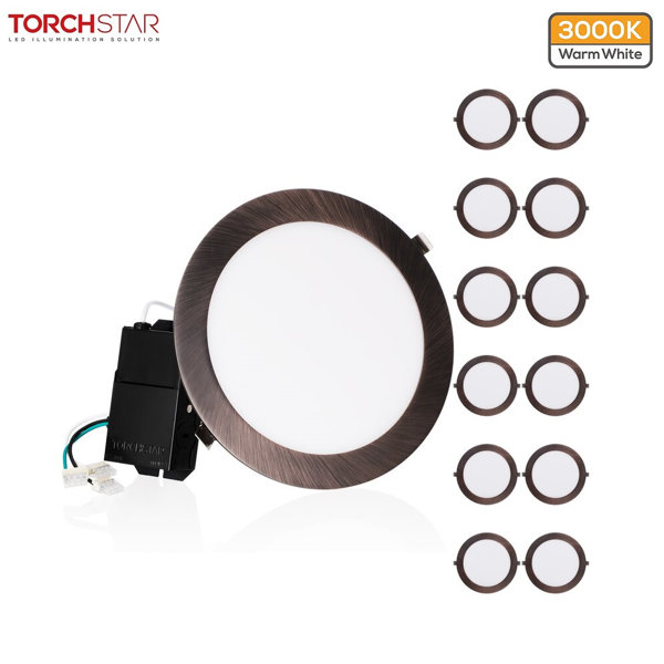 TORCHSTAR Éclairage encastré ultra mince à DEL 8 po avec boîte de jonction à intensité variable ...